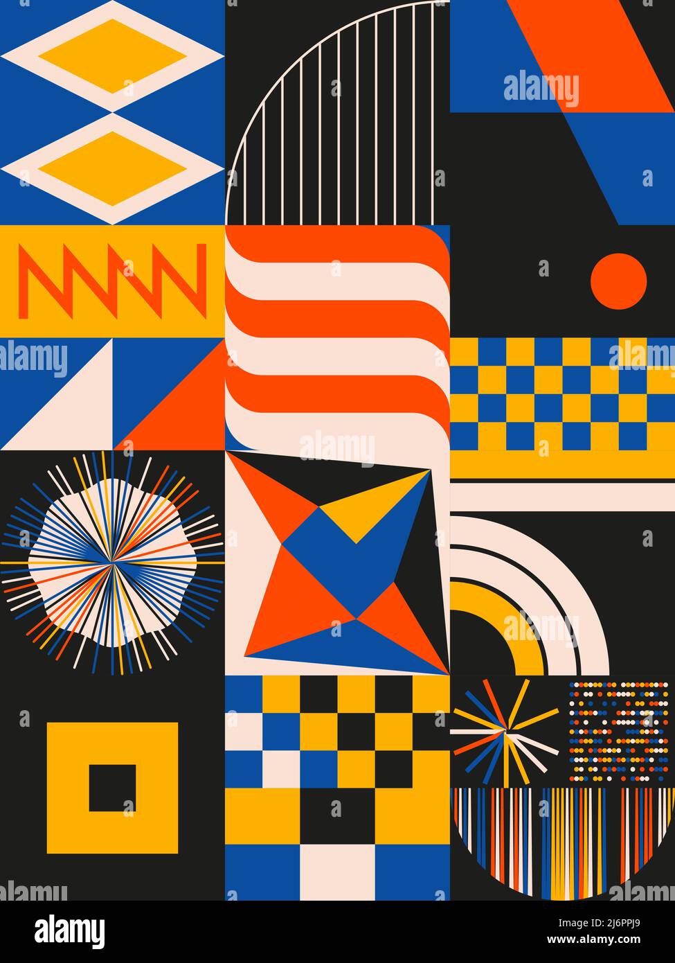 Digital collage graphics pattern made with vector abstract forms and ...