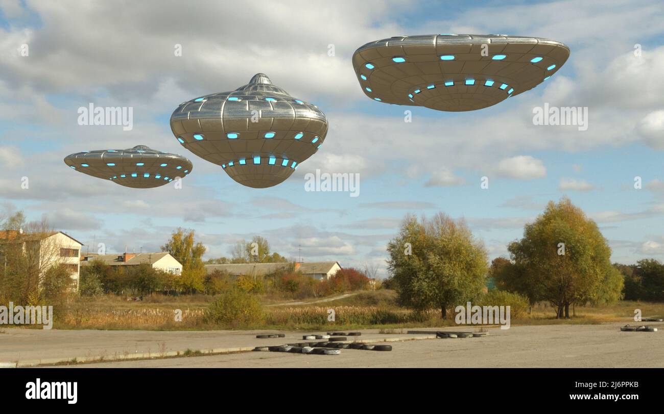 Ufo 3d visualization render hi-res stock photography and images - Alamy