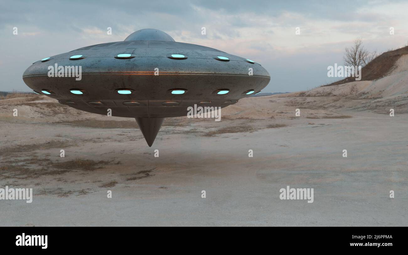 Ufo 3d visualization, 3d render Stock Photo - Alamy