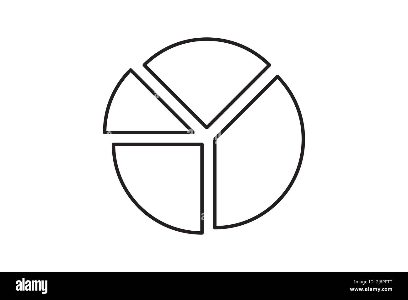 Round graphic fraction circle shape vector element. Geometric diagram ...