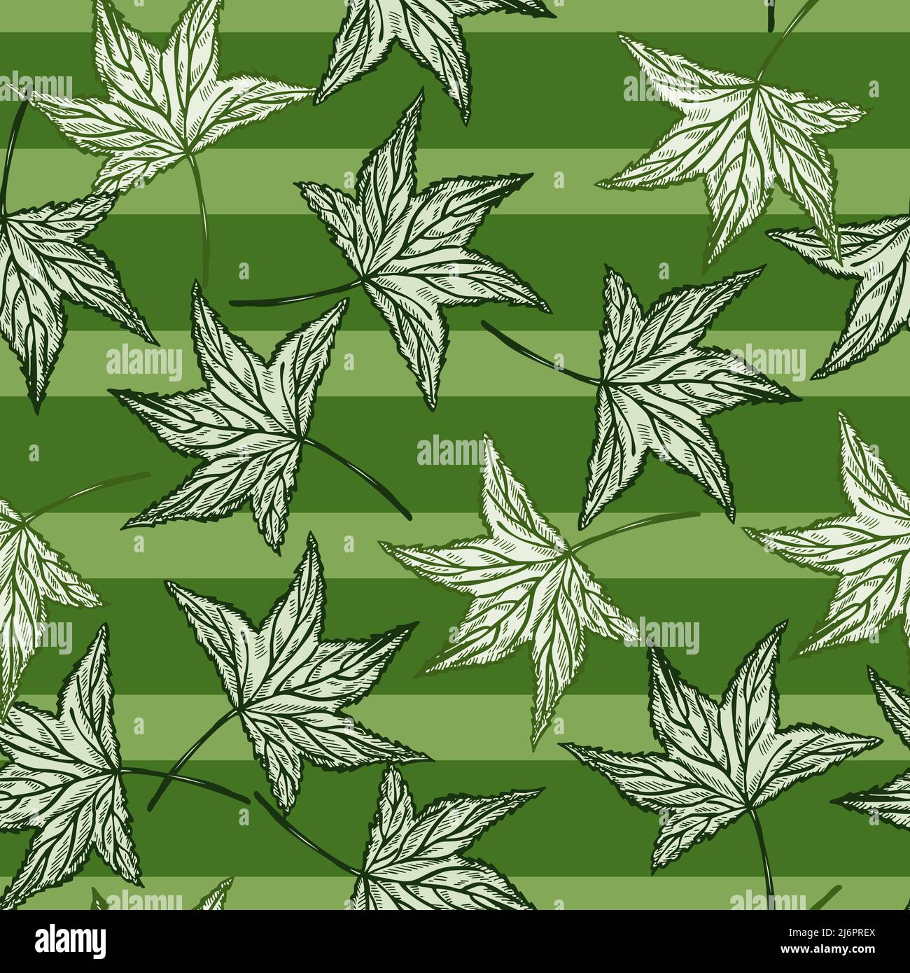 Engraved tree leaves seamless pattern. Vintage background botanical ...