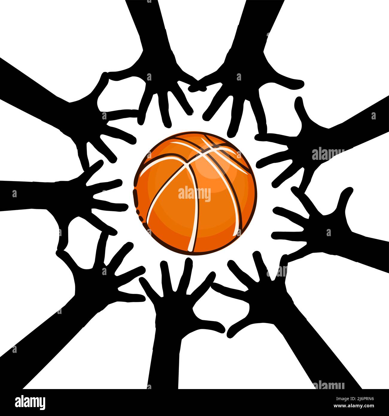 Hands reach for the basketball. Vector illustration Stock Vector Image ...