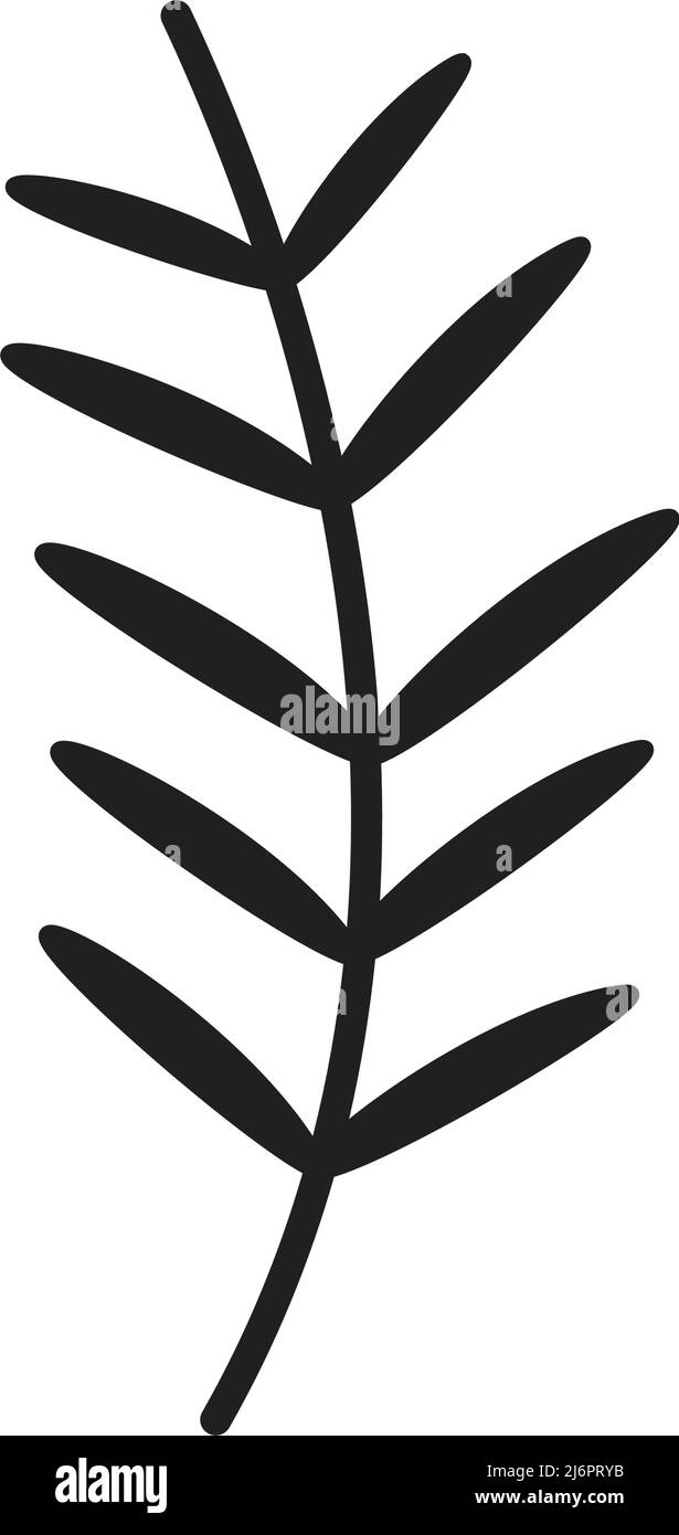 Hand drawn flower, floral plant, botanical leaves art element in a ...