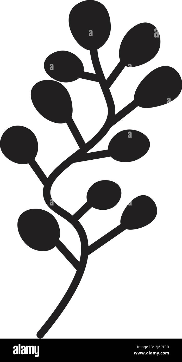 Hand drawn flower, floral plant, botanical leaves art element in a ...