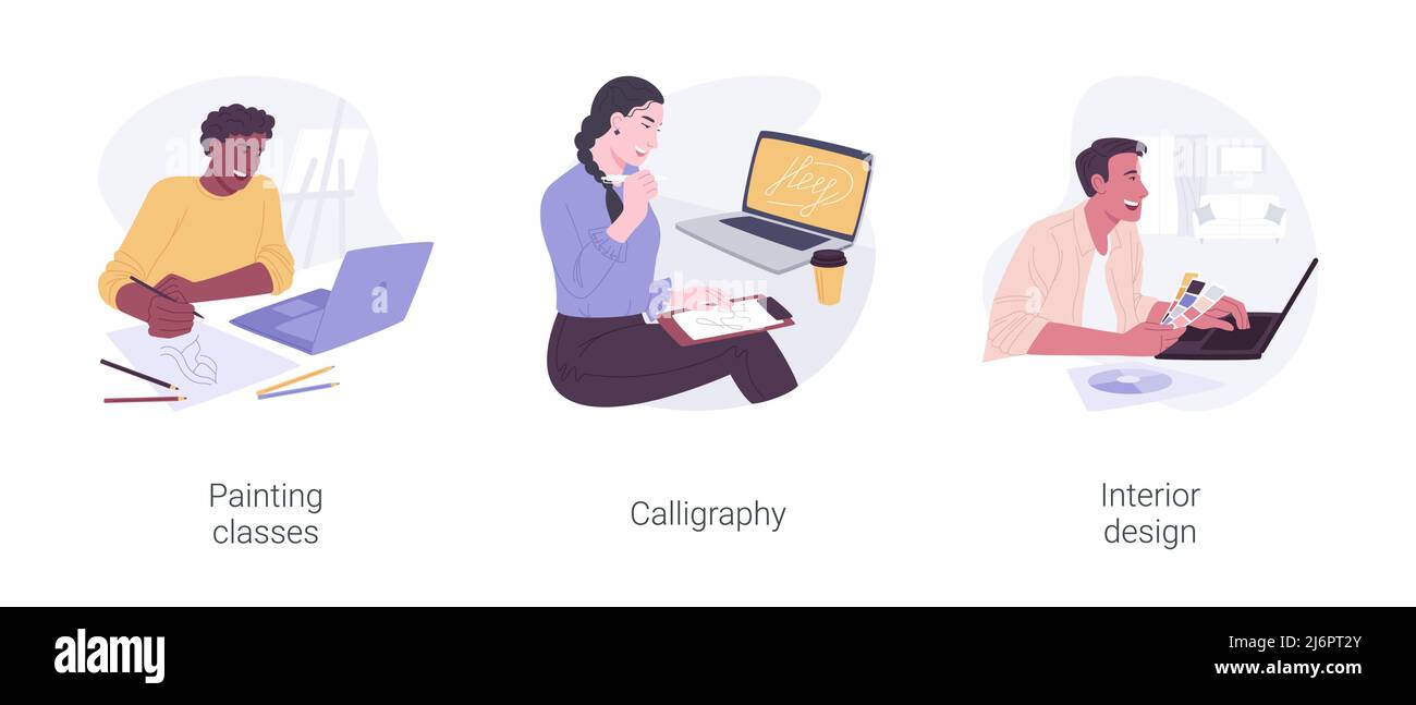 Creativity development isolated cartoon vector illustrations set Stock ...