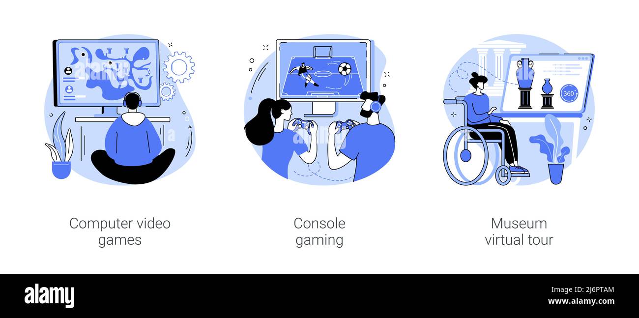 Non-immersive virtual reality isolated cartoon vector illustrations se ...