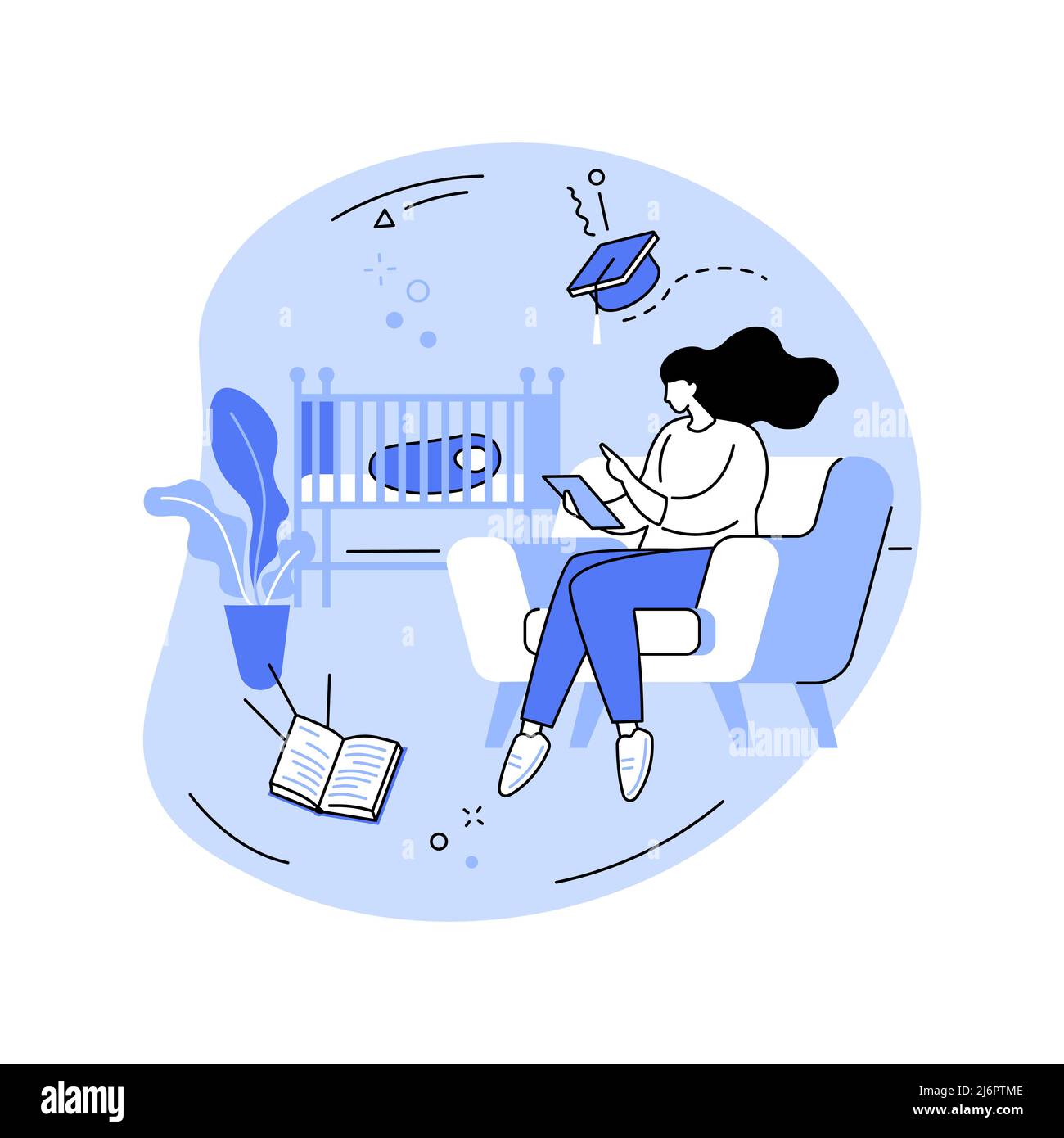 Study during maternity leave isolated cartoon vector illustrations ...