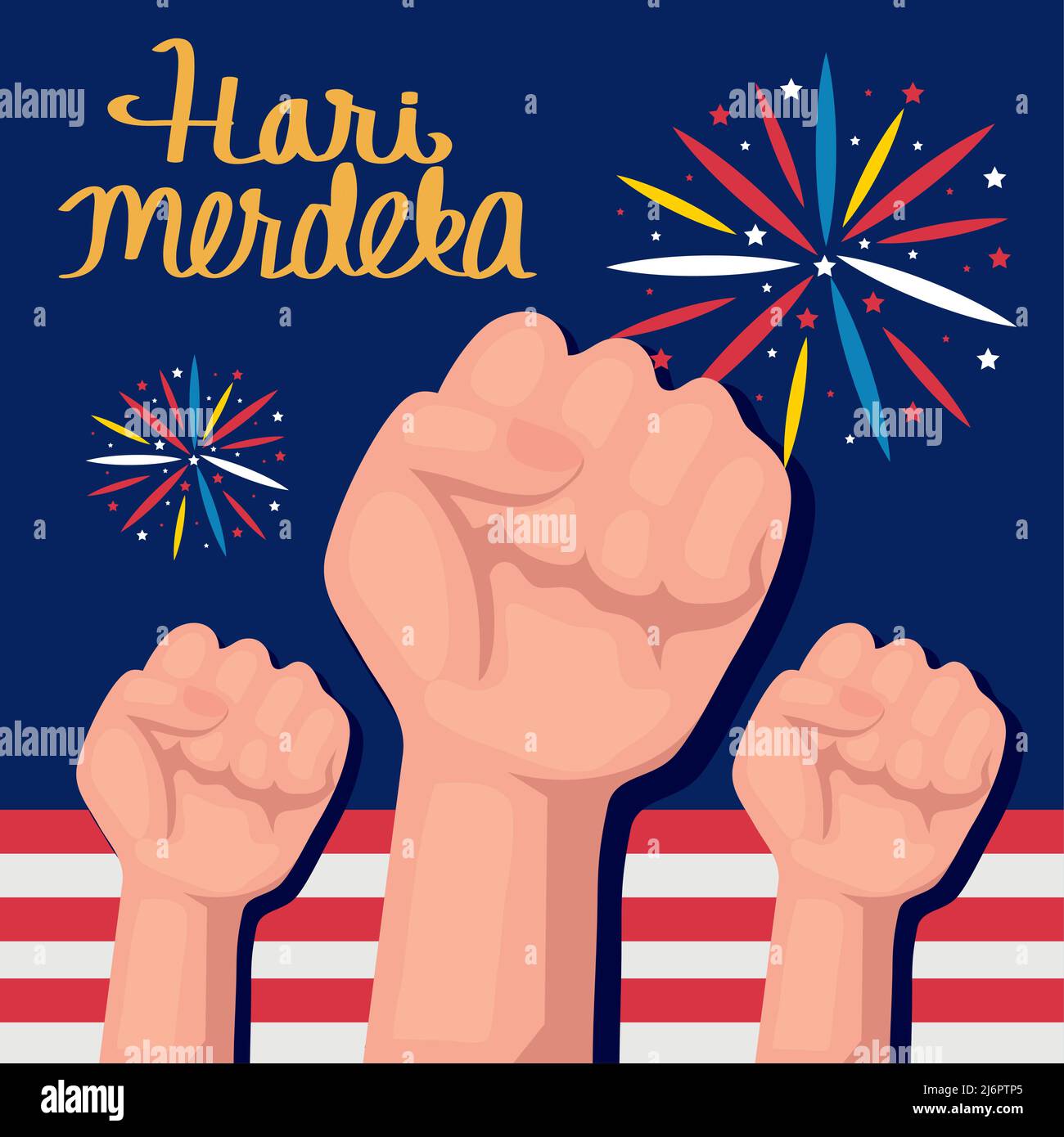 hari merdeka lettering with fists Stock Vector Image & Art - Alamy