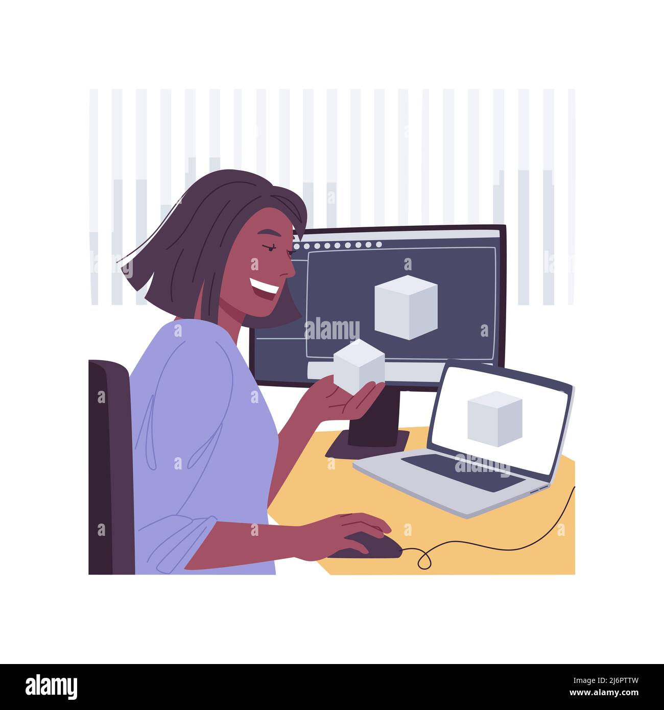 3D printing model isolated cartoon vector illustrations Stock Vector ...