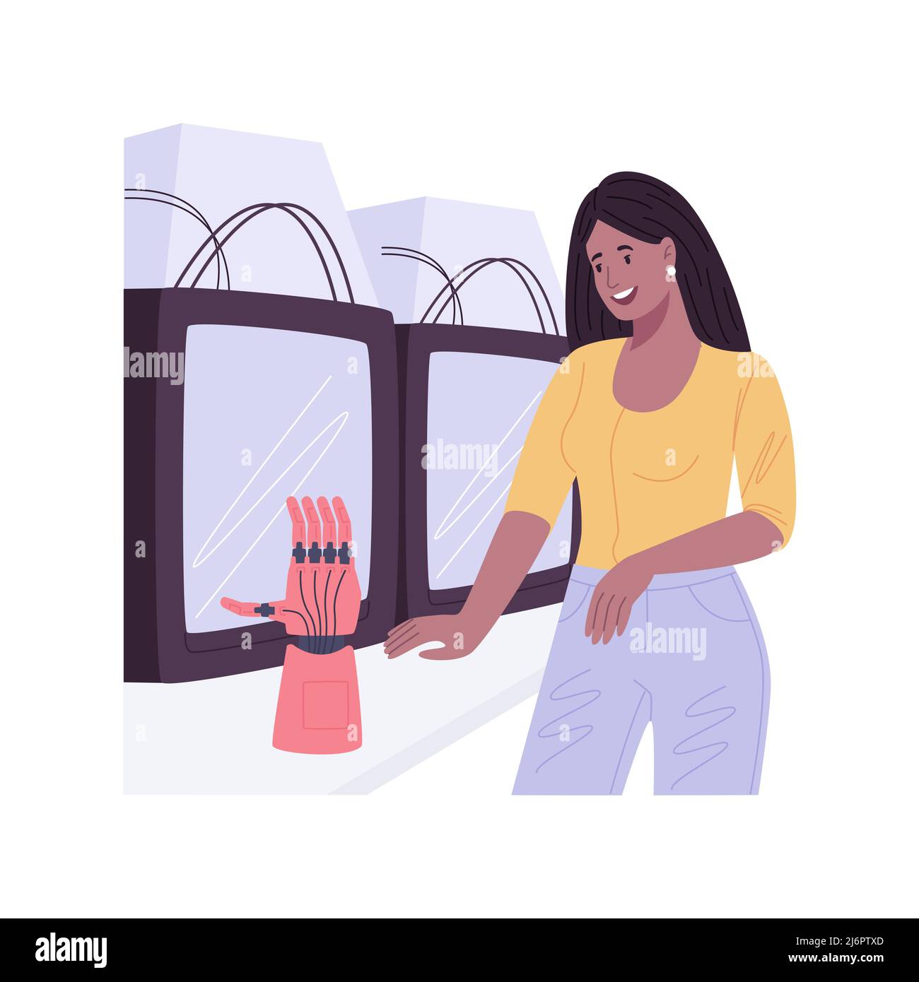 3D printed bionic hand isolated cartoon vector illustrations Stock ...