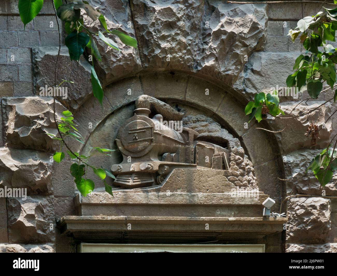 04 30 2022 old steam locomotive is a detail of the door arch of the ...