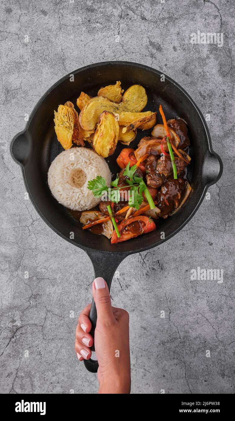 Peruvian d food - Lomo saltado - beef tenderloin with purple onion ...