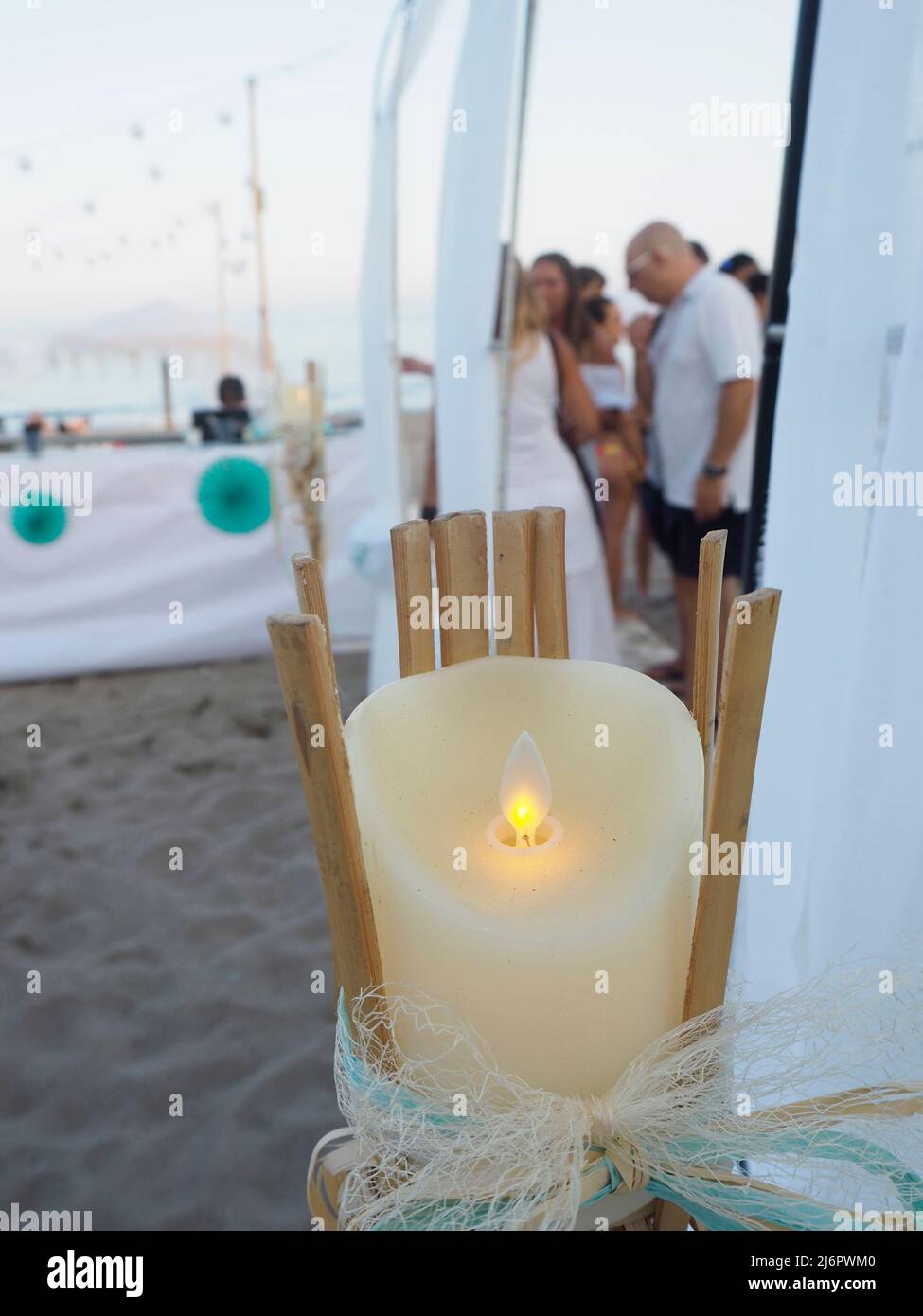 Candle decorations for the celebration of Midsummer's Eve on the beach ...