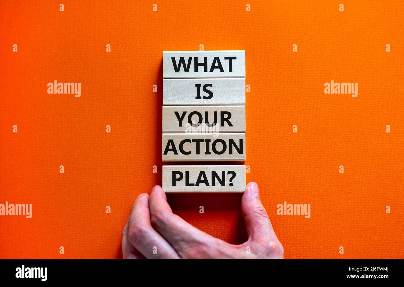 Action plan symbol. Concept words What is your action plan on wooden ...