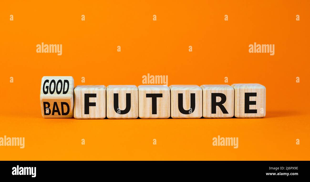 Good or bad future symbol. Turned wooden cubes and changed concept ...