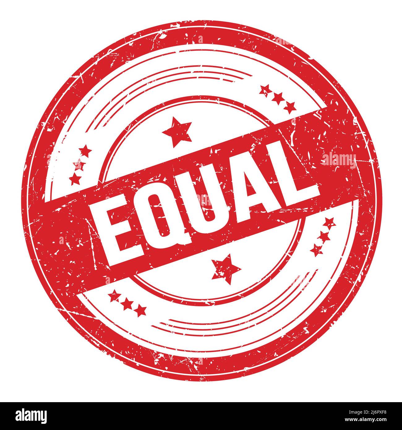 EQUAL text on red round grungy texture stamp Stock Photo - Alamy