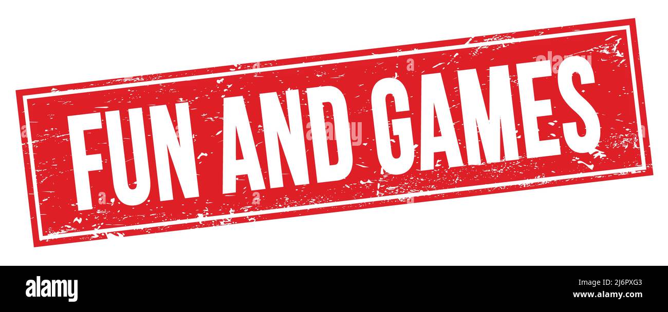 FUN AND GAMES text on red grungy rectangle stamp sign Stock Photo - Alamy
