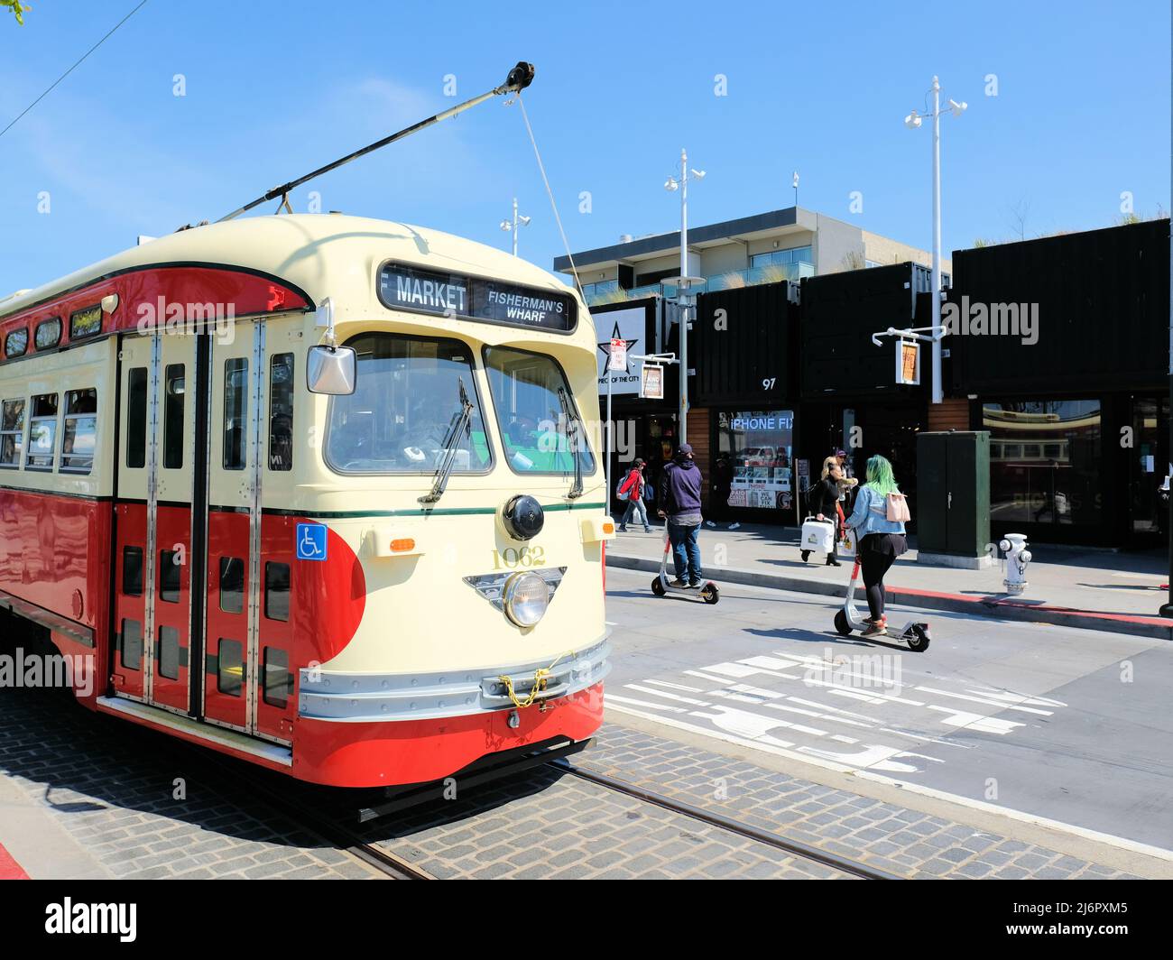 The F Line Muni streetcar near Fisherman's Wharf, part of San Francisco ...