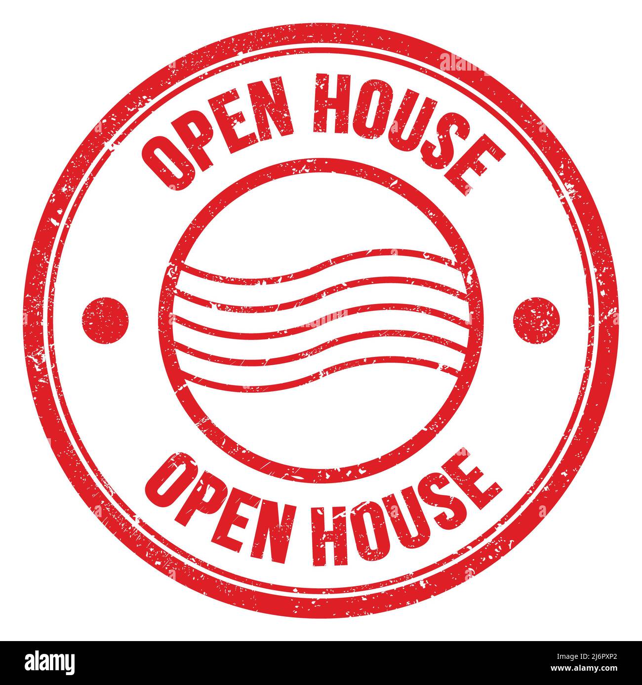 OPEN HOUSE word written on red round postal stamp sign Stock Photo - Alamy