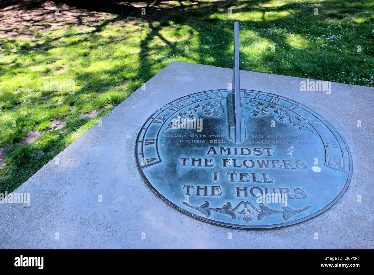 Sundial located at the Fuchsia Dell in Golden Gate Park, San Francisco ...