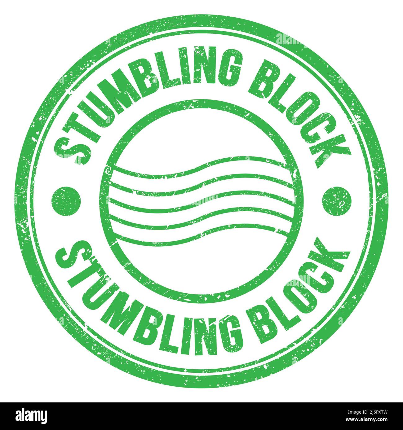 STUMBLING BLOCK word written on green round postal stamp sign Stock ...
