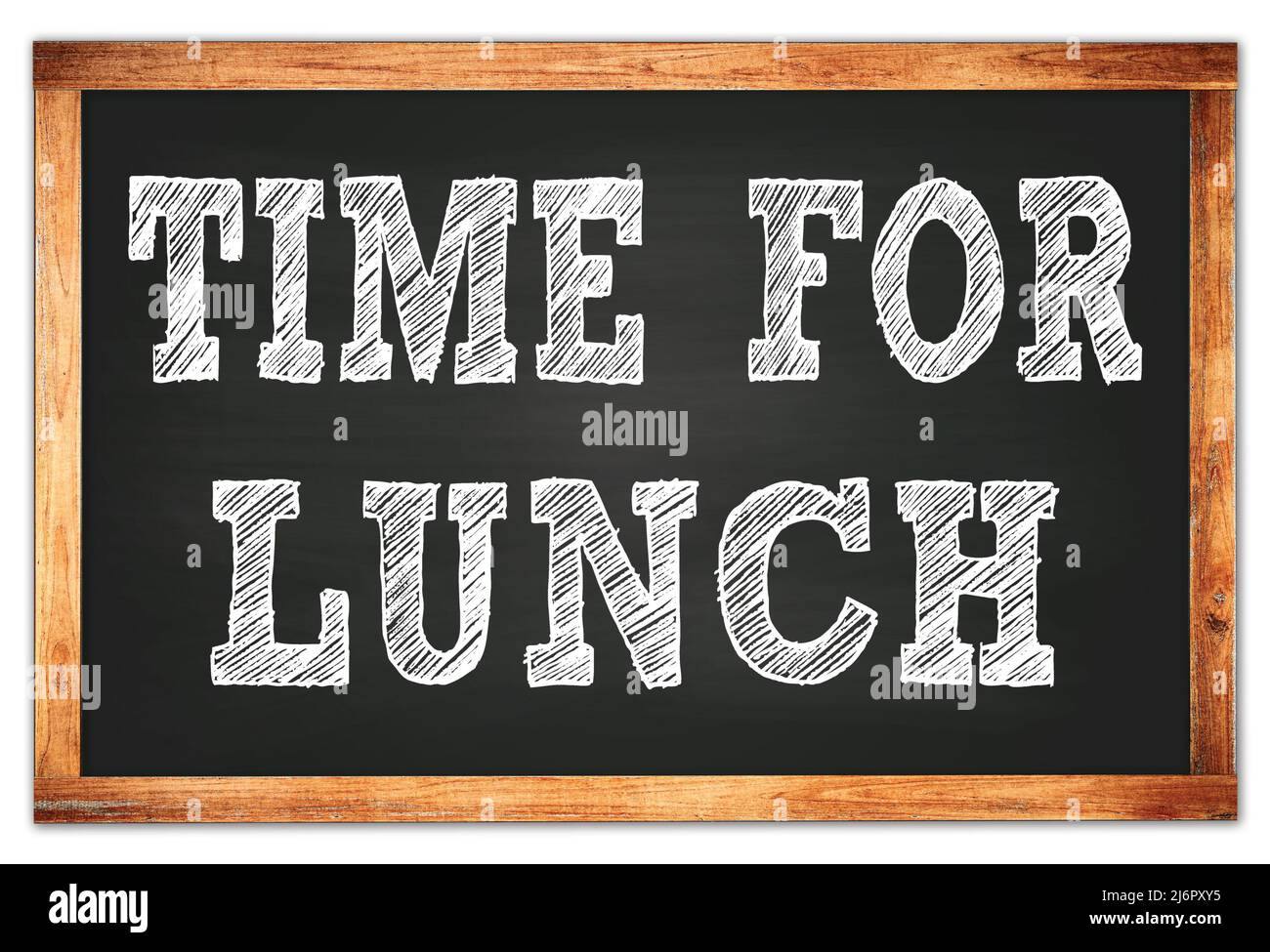 TIME FOR LUNCH written on black wooden frame school blackboard Stock ...