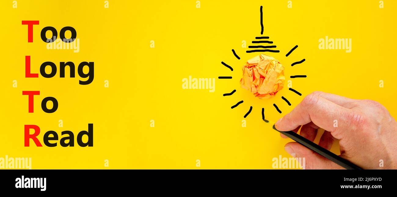 TLTR too long to read symbol. Concept words TLTR too long to read on ...