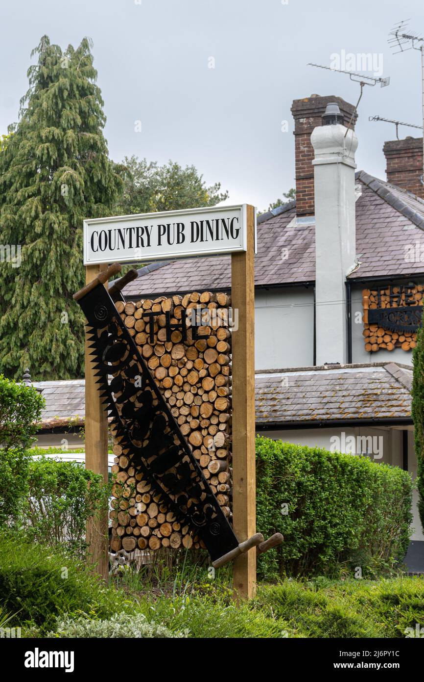 The Foresters country pub sign, quirky pub sign with logs, Church ...