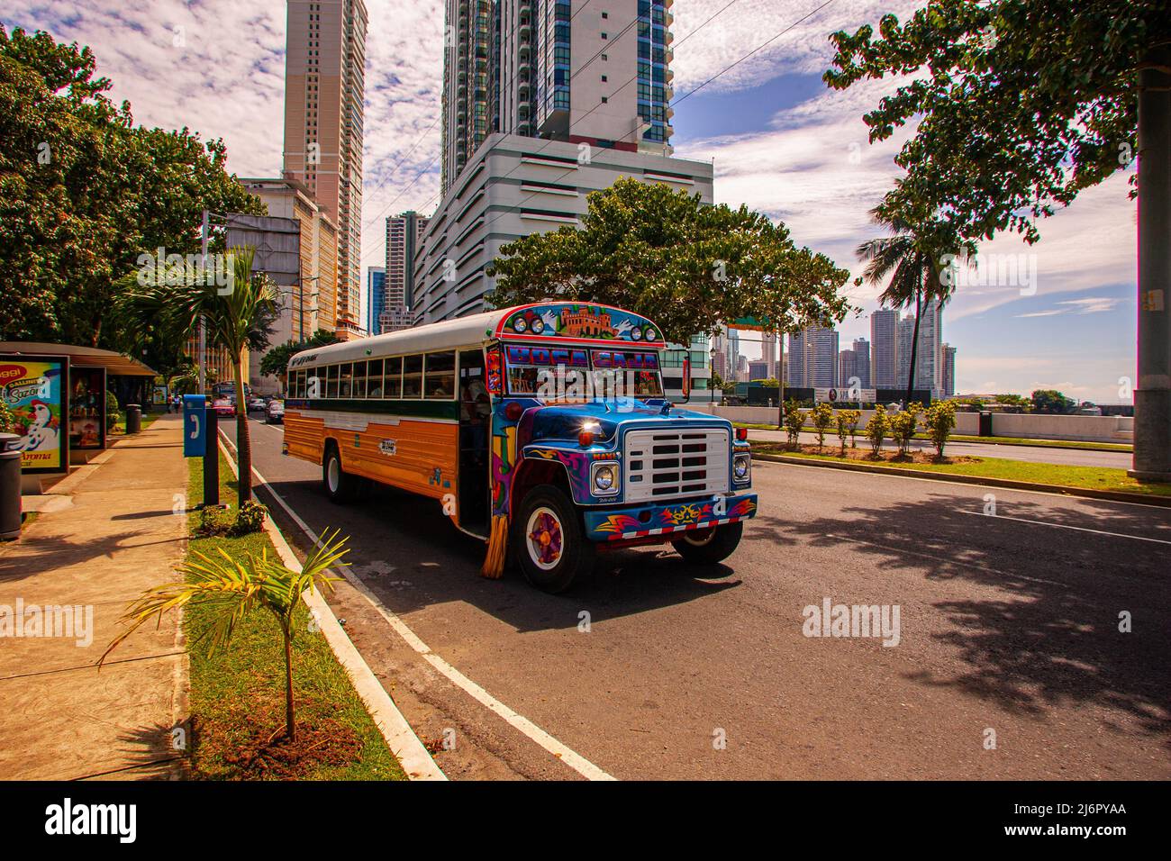 typical public bus Balboa avenue Miramar Panama city Panama Stock Photo ...