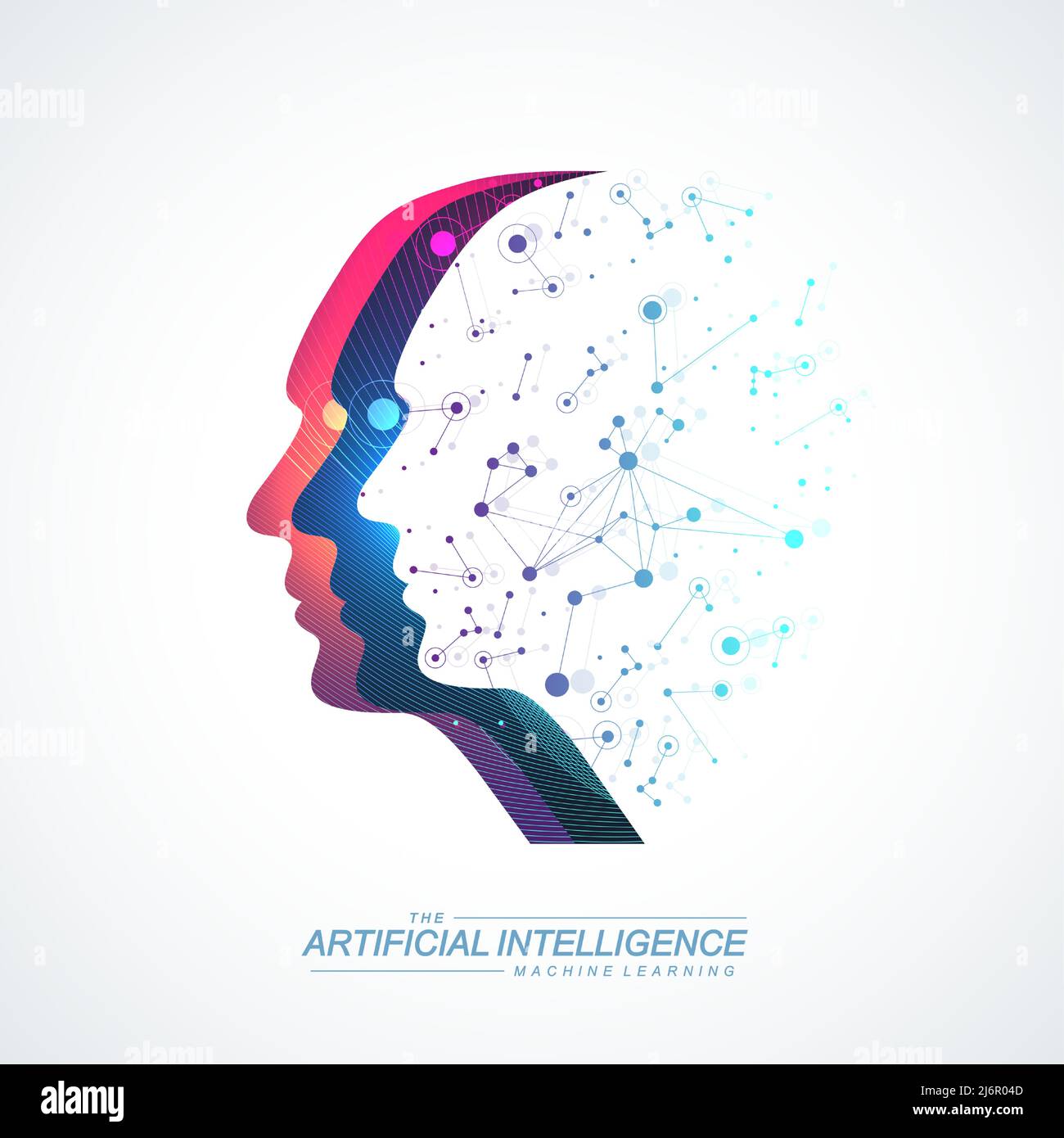 Artificial intelligence concept. Machine Learning. Digital Brain. Neural Networks and Learning ...