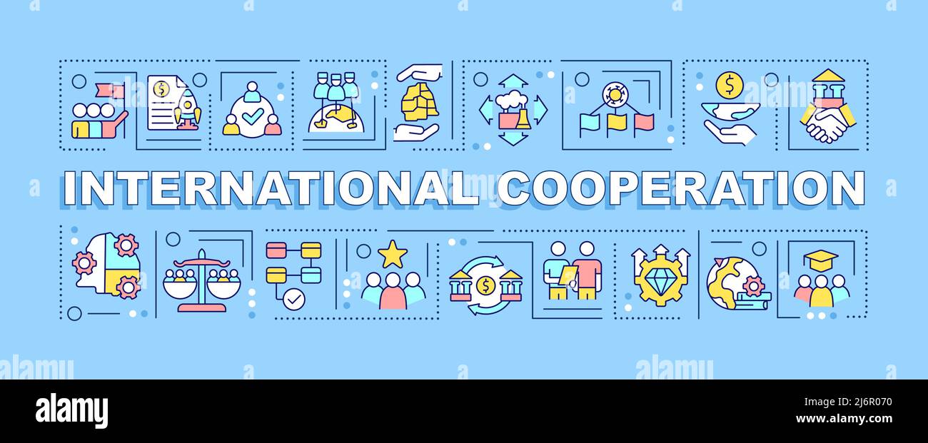 International cooperation word concepts blue banner Stock Vector Image ...