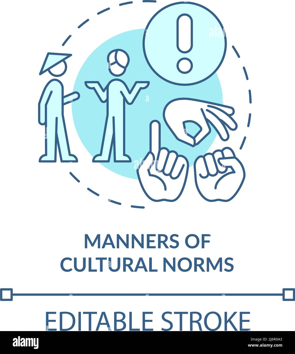 Manners of cultural norms turquoise concept icon Stock Vector Image ...