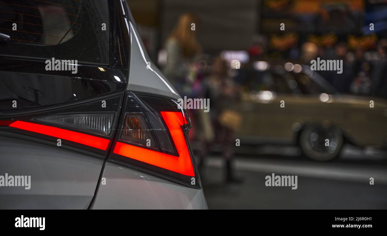 Detail on the rear light of a car. Car detail. Developed Car's rear ...