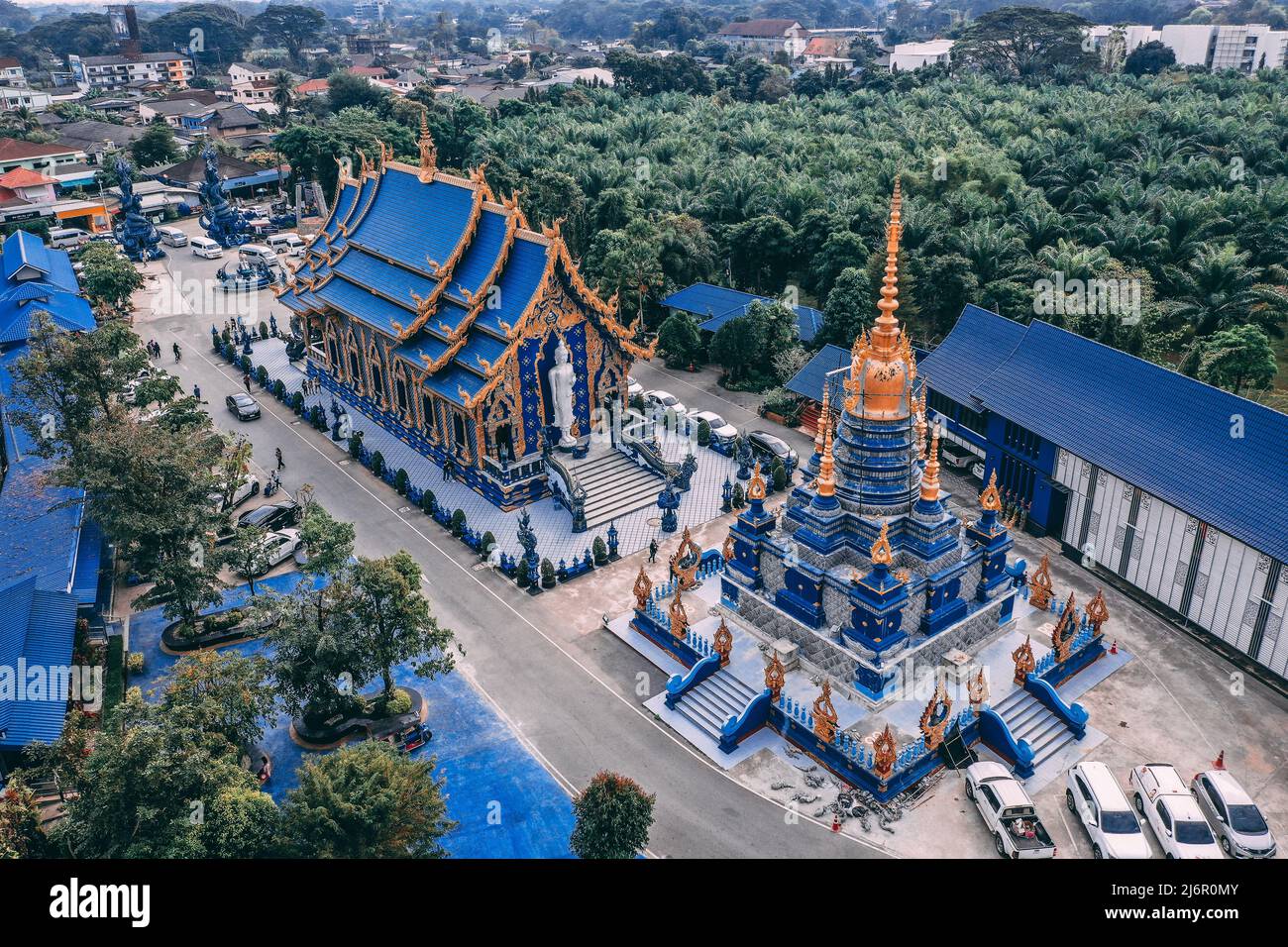 Wat Rong Suea Ten, the Blue Temple, in Chiang Rai, Thailand, south east ...