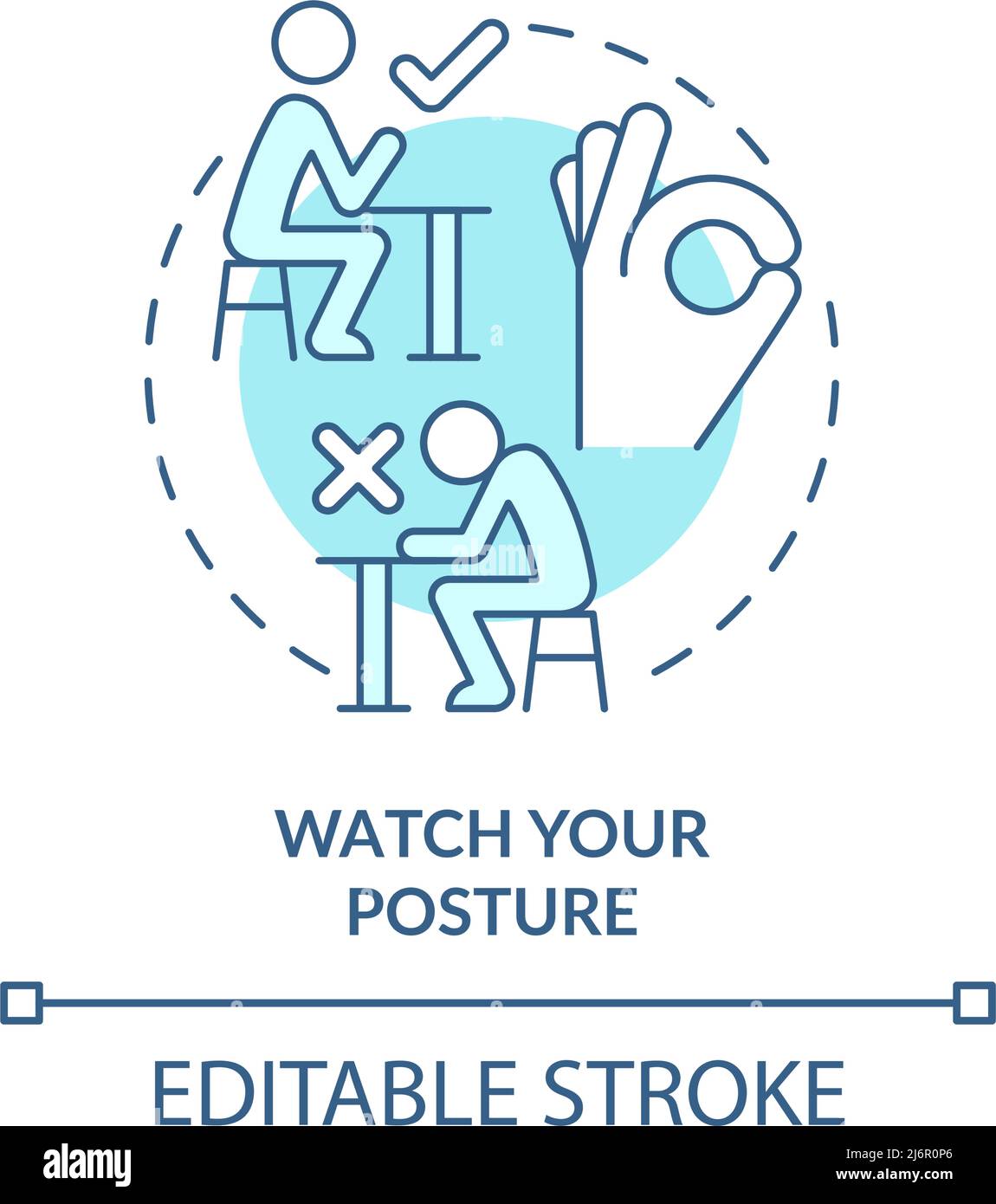 Watch your posture turquoise concept icon Stock Vector Image & Art - Alamy