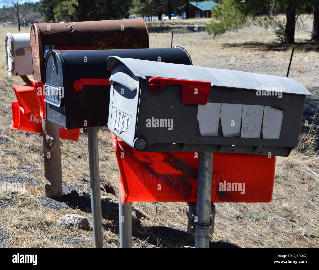 Traditional post boxes on the road Stock Photo - Alamy