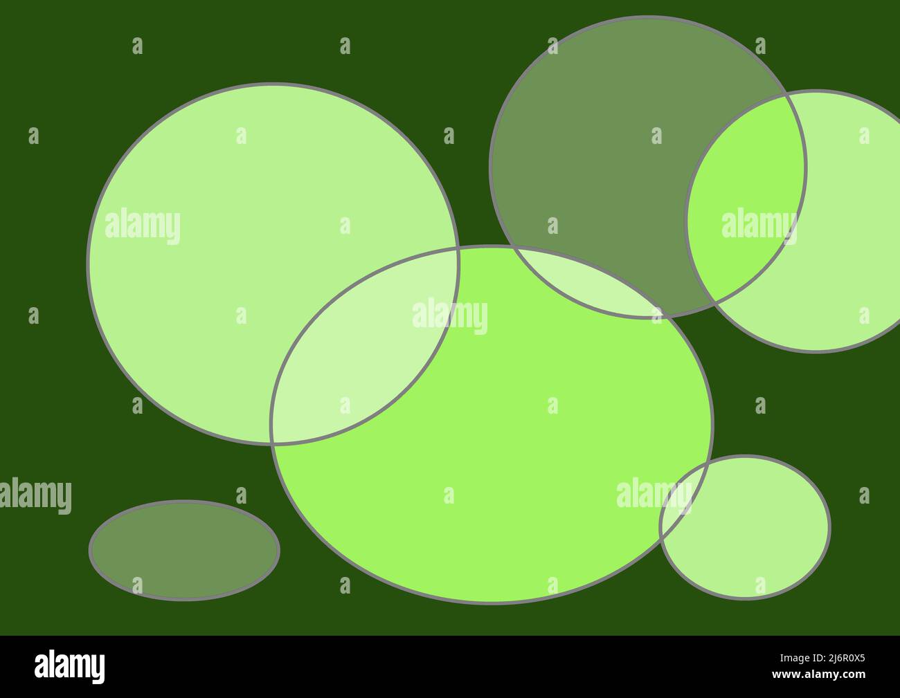 abstract illustration of six irregular circular shapes in shades of ...