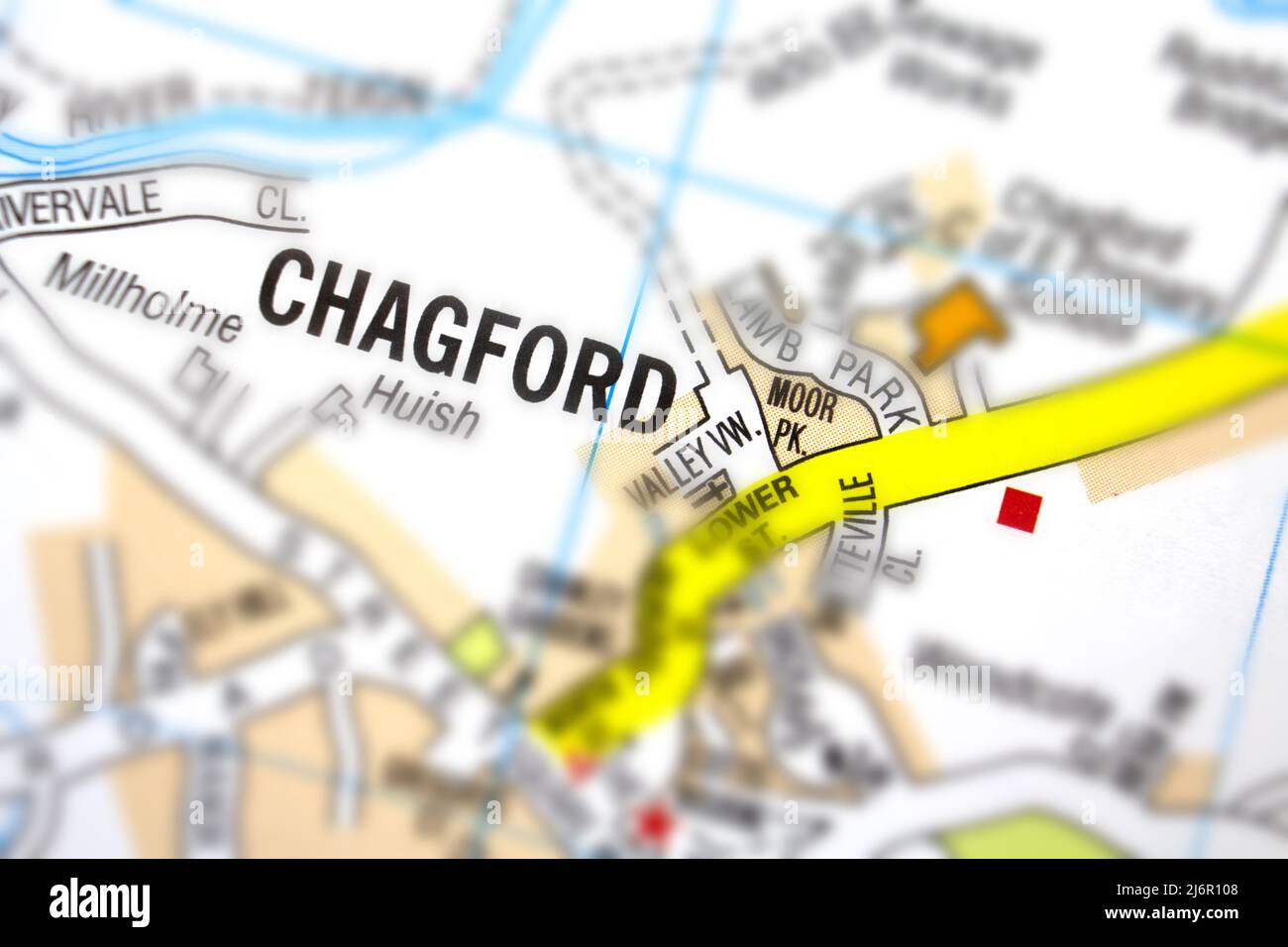 Chagford village - Devon, United Kingdom colour atlas map town plan and ...
