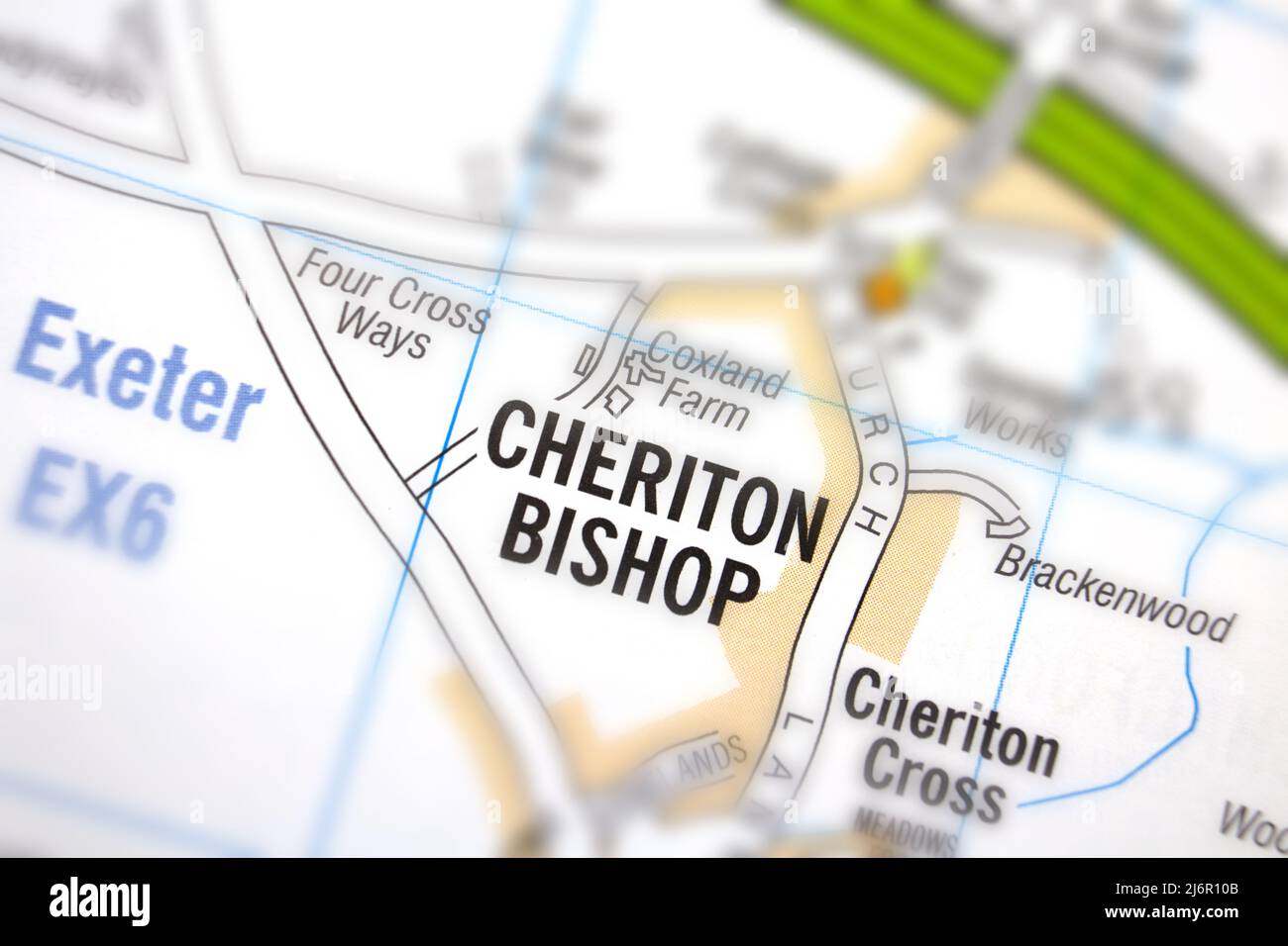 Cheriton Bishop village - Devon, United Kingdom colour atlas map town ...
