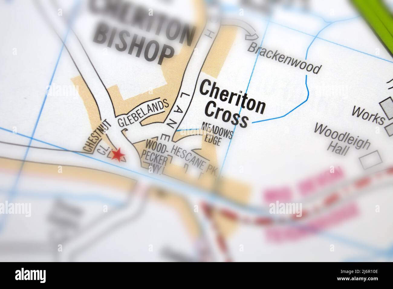 Cheriton Cross village - Devon, United Kingdom colour atlas map town ...