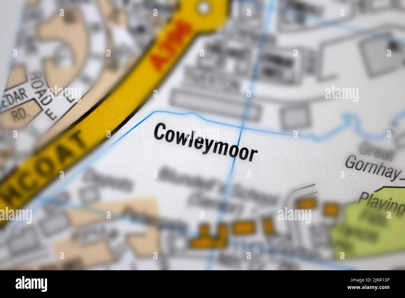 Cowleymoor village - Devon, United Kingdom colour atlas map town name ...