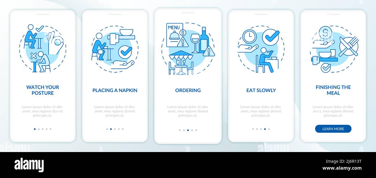 Restaurant Etiquette Blue Onboarding Mobile App Screen Stock Vector Image And Art Alamy