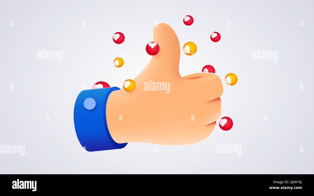 Cartoon human hand with thumb. Concept of like at social network ...