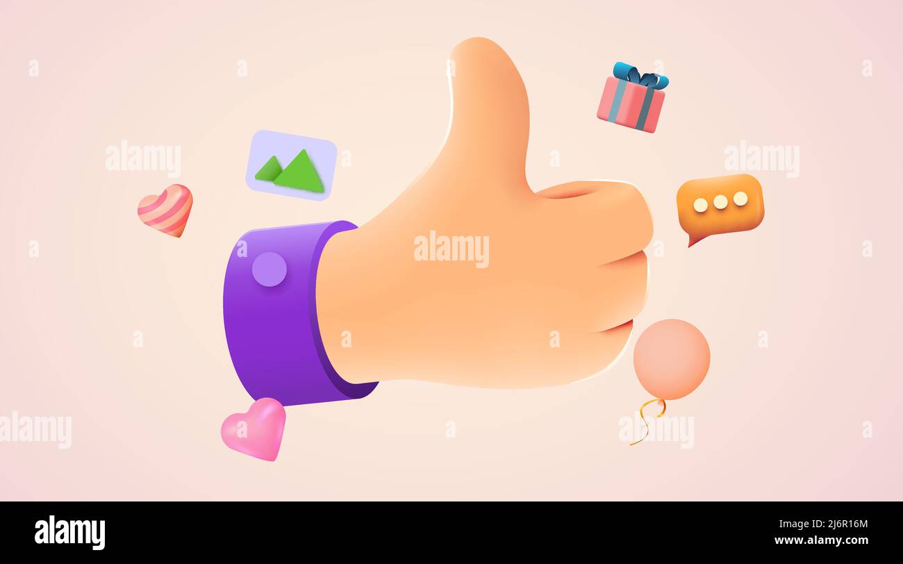 Cartoon human hand with thumb. Concept of like at social network ...