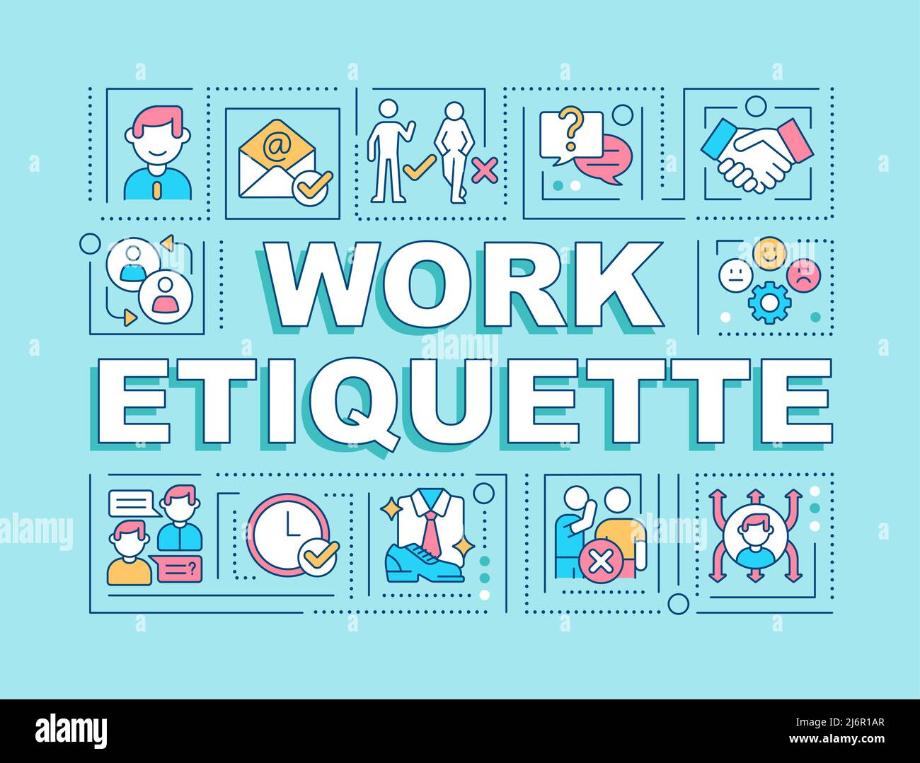 Work etiquette word concepts blue banner Stock Vector Image & Art - Alamy
