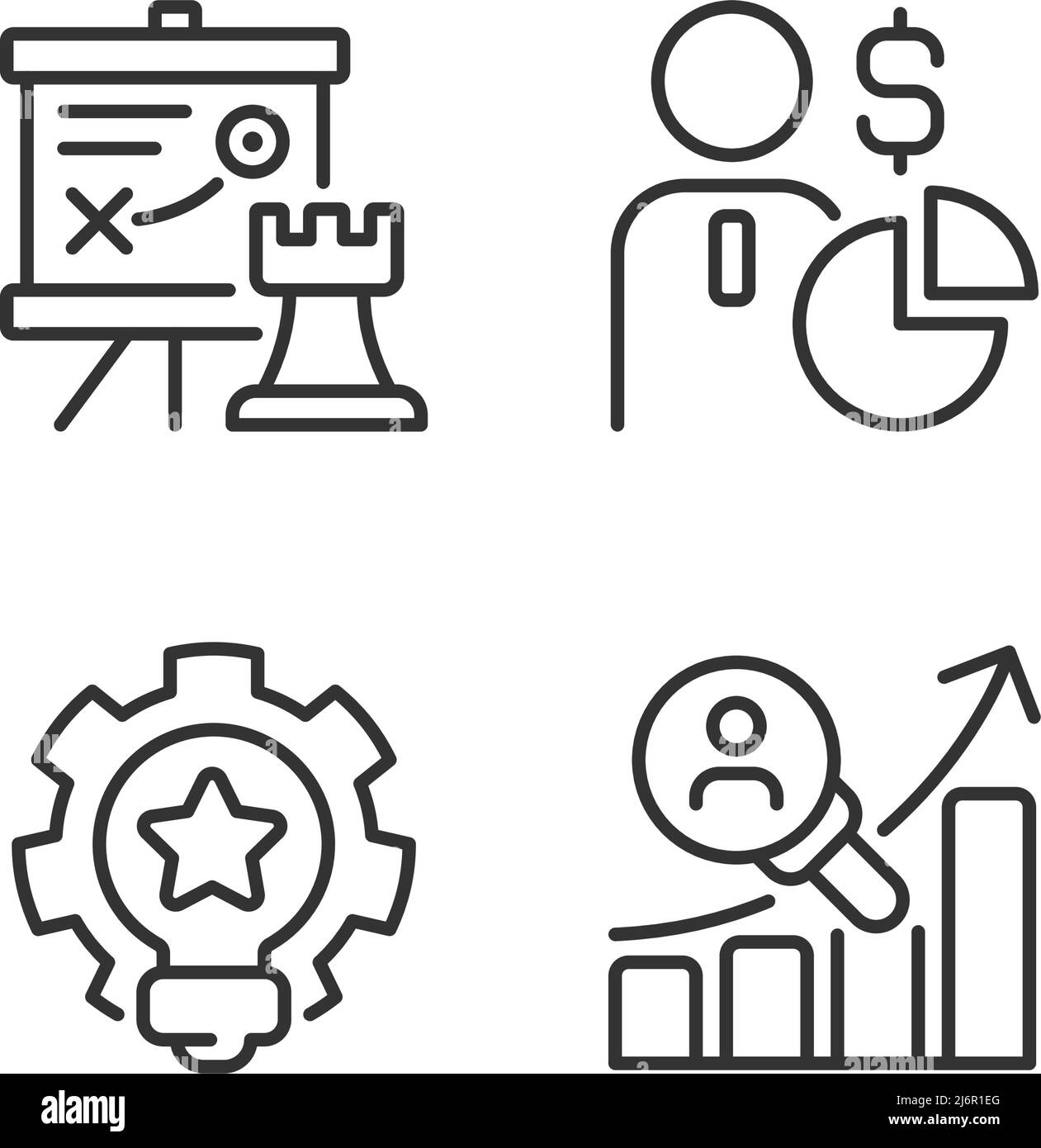 Successful business formula pixel perfect linear icons set Stock Vector ...