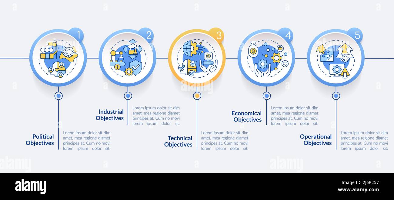International cooperation objectives circle infographic template Stock ...