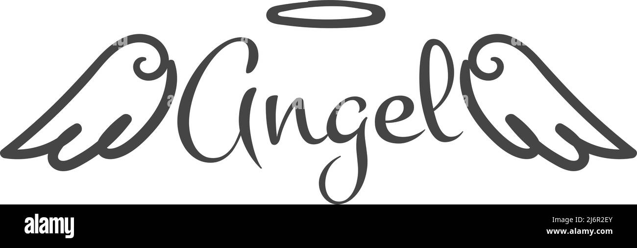 Hand drawn angel logo. Wing feathers sketch Stock Vector Image & Art ...