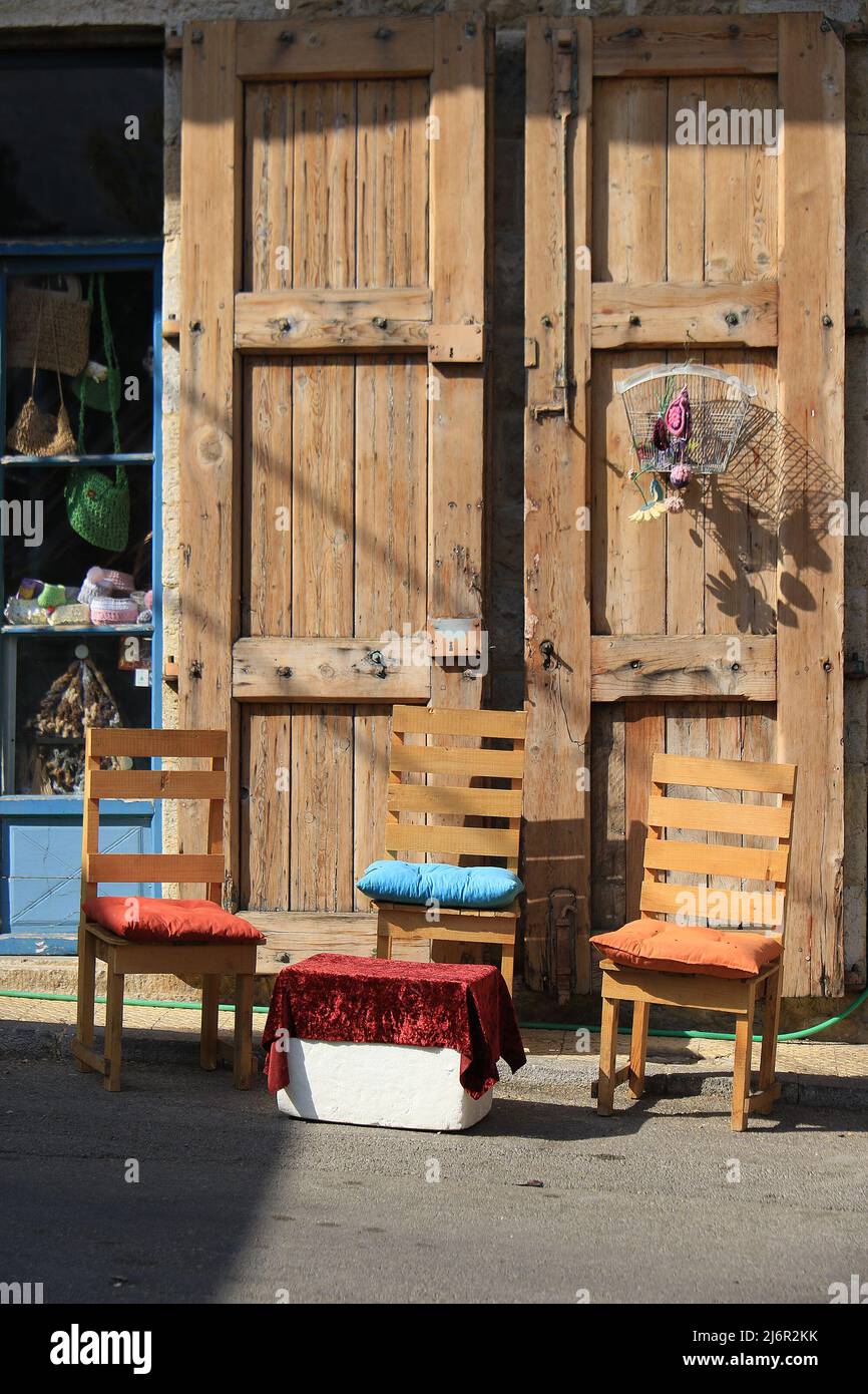 A storefront in the traditional village of Douma el Batroun, Lebanon ...
