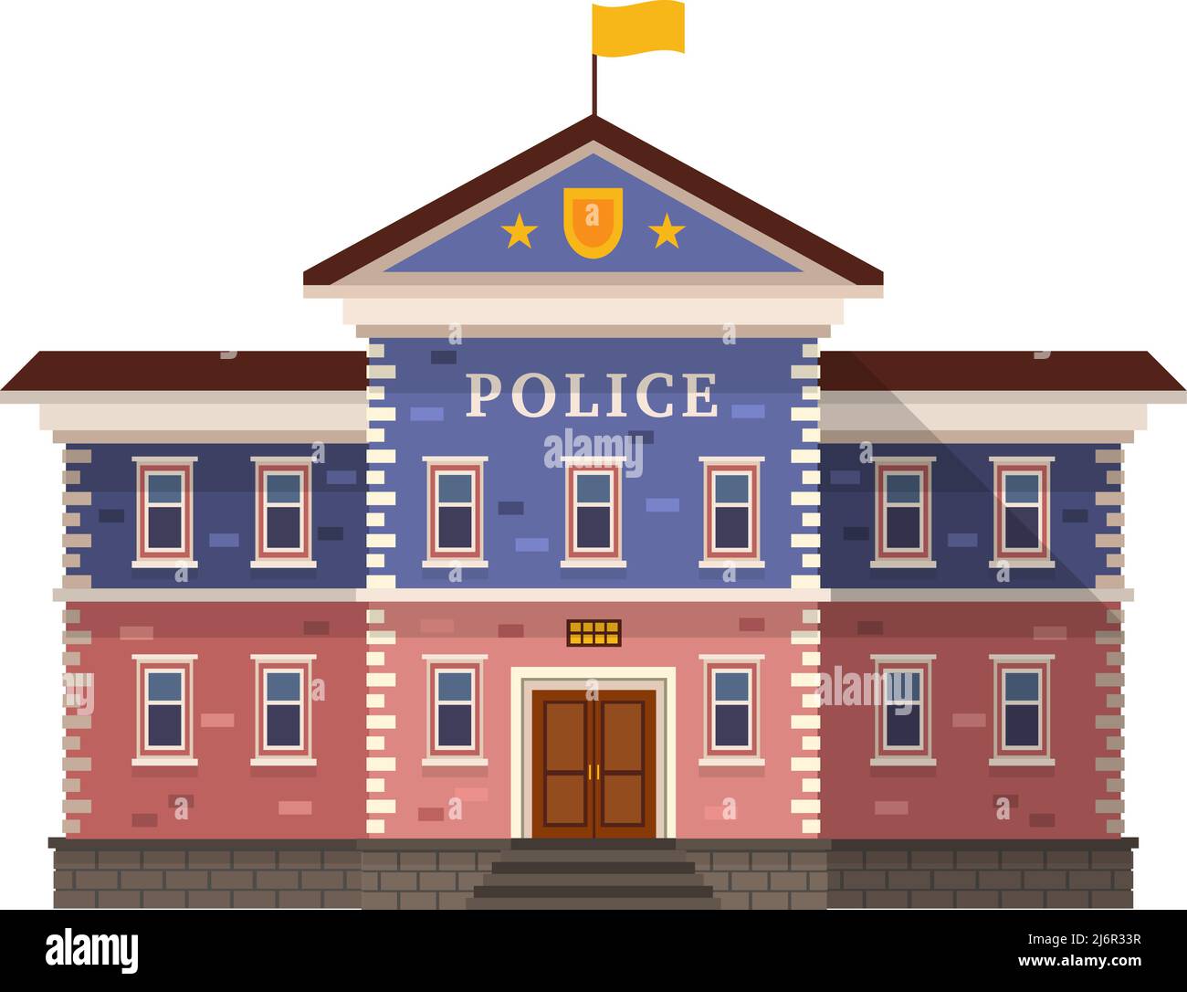 Police department icon. City public service building Stock Vector Image ...